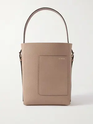 VALEXTRA Small Textured-leather Bucket Bag - Neutrals