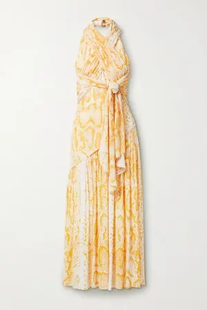 Proenza Schouler Proenza Schouler Snake-Print Crepe De Chine Midi Dress Yellow