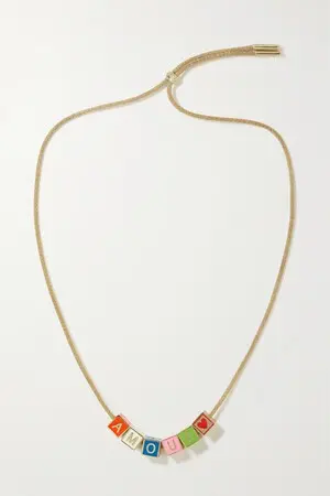 Lauren Rubinski Amour 14-karat And Enamel Necklace - Gold