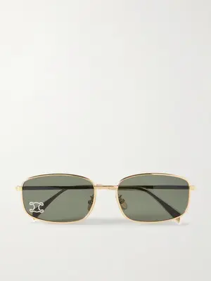 Celine Triomphe Crystal-embellished Sunglasses - Gold