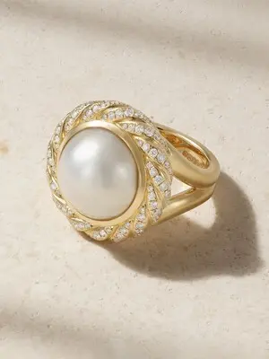 David Yurman 18-karat Diamond And Pearl Ring - Gold