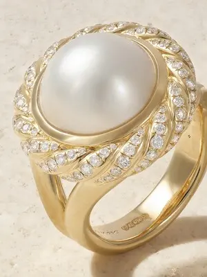 David Yurman 18-karat Diamond And Pearl Ring