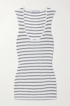 Another Tomorrow Net Sustain Striped Ribbed-knit Tank
