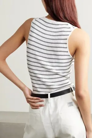 Another Tomorrow Net Sustain Striped Ribbed-knit Tank