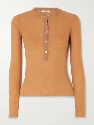Chloé Ribbed Wool Henley Sweater