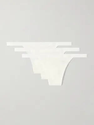 CDLP Set Of Three Stretch-tencel™ Lyocell Thongs - White