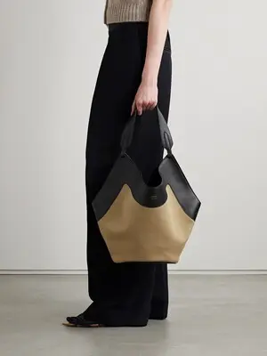 Khaite Lotus Medium Leather-trimmed Canvas Tote
