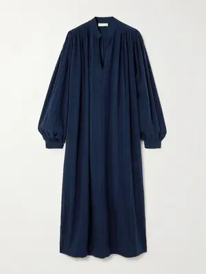 Suzie Kondi Luleta Poet Striped Cotton-gauze Midi Dress - Blue