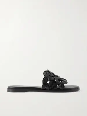 GIANVITO ROSSI Amalfi Woven Leather Slides - Black