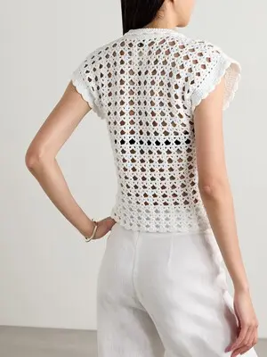 Suzie Kondi Iris Hand-crocheted Cotton Top - White