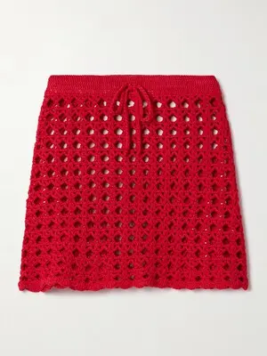 Suzie Kondi Crete Open-knit Mini Skirt - Red