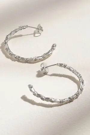 SUZANNE KALAN 18-karat White Diamond Hoop Earrings - Gold