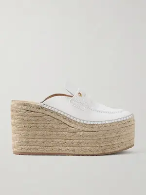 GIANVITO ROSSI Maxilla Leather Platform Wedge Loafers