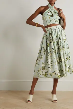 Erdem Luna Cropped Halterneck Top - Green