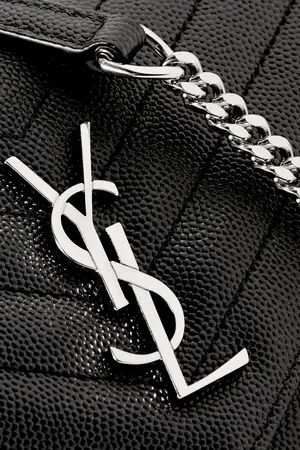 Saint Laurent Cassandre Matelassé Textured-leather Chain Wallet - Black