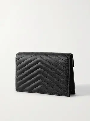 Saint Laurent Cassandre Envelope Chain Wallet Matelassé Textured Leather - Black