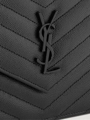 Saint Laurent Cassandre Envelope Chain Wallet Matelassé Textured Leather - Black