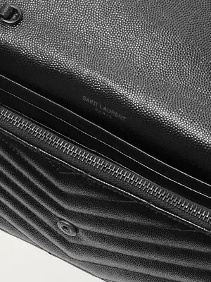 Saint Laurent Cassandre Envelope Chain Wallet Matelassé Textured Leather - Black