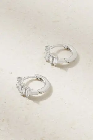 SUZANNE KALAN 18-karat White Diamond Hoop Earrings - Gold