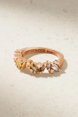SUZANNE KALAN 18-karat Rose Diamond And Sapphire Ring - Gold