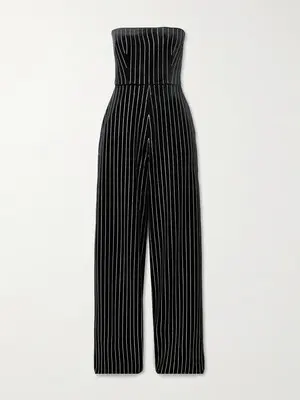 Alex Perry Crystal-embellished Velvet Jumpsuit - Black