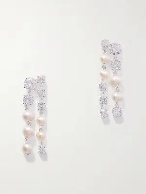 Completedworks Recycled Pearl, And Zirconia Dangle Earrings - Silver