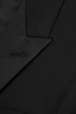 Saint Laurent Tube Satin-trimmed Grain De Poudre Wool Blazer