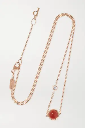 PIAGET Piaget Possession 18-Karat Rose Gold Carnelian And Diamond Necklace Rose Gold