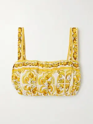 Dolce & Gabbana Maiolica Cropped Cotton-poplin Top