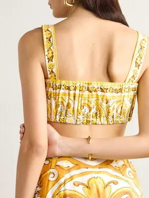 Dolce & Gabbana Maiolica Cropped Cotton-poplin Top
