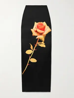 David Koma Floral-print Maxi Skirt - Black