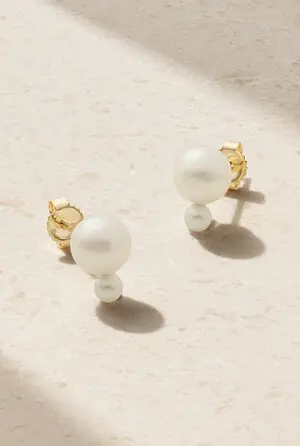 Mizuki 14-karat Pearl Stud Earrings - Gold