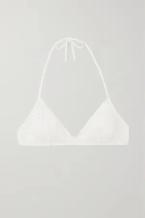 Chloé Eres Broderie Anglaise Halterneck Bikini Top - White
