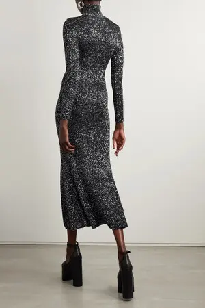 Balenciaga Sequined Stretch-knit Turtleneck Maxi Dress