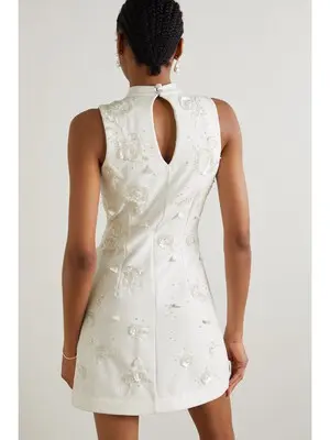 CLIO PEPPIATT Embellished Stretch-crepe Mini Dress