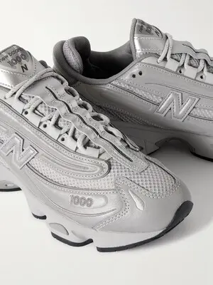 NEW BALANCE 1000 Sl Reflective Leather And Mesh Sneakers - Silver