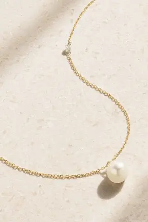 Mizuki 14-karat Pearl And Diamond Necklace - Gold