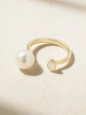 Mizuki 14-karat Pearl And Diamond Ring - Gold