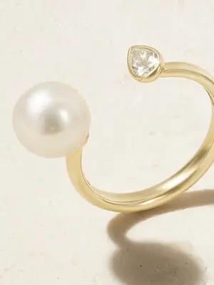 Mizuki 14 Karat Pearl And Diamond Ring