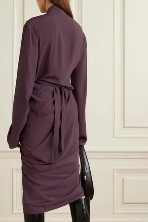 Rick Owens Draped Crepe Wrap Midi Dress