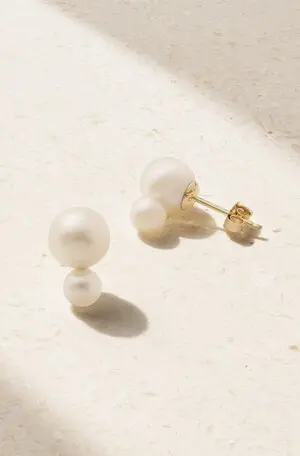 Mizuki 14-karat Pearl Stud Earrings - Gold