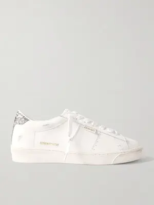 GOLDEN GOOSE Matchstar Distressed Glittered Leather Sneakers