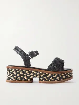 Gabriela Hearst Michael Braided Raffia Sandals - Black