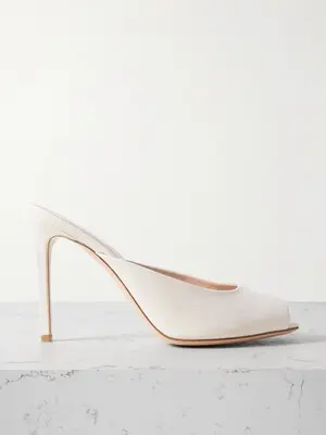 GIANVITO ROSSI Nuit 95 Leather Mules - Off-white