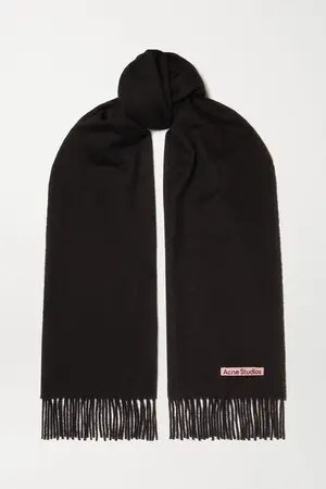Acne Studios Canada Narrow Fringed Wool Scarf - Black
