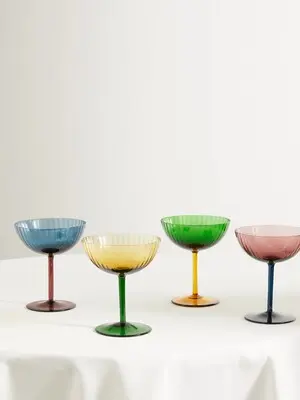 La DoubleJ Rainbow Set Of Four Murano Glass Champagne Coupes - Blue