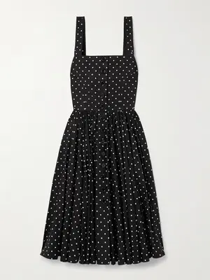 Dolce & Gabbana Gathered Polka-dot Midi Dress - Black