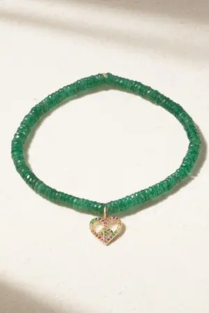 SYDNEY EVAN Small Peace Heart Multi-stone Bracelet - Gold