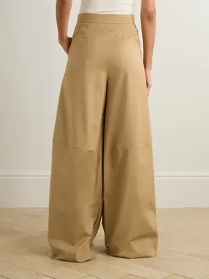 Max Mara Avoriaz Pleated Cotton-blend Wide-leg Trousers