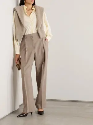 THE ROW Tor Pleated Grain De Poudre Wool Pants